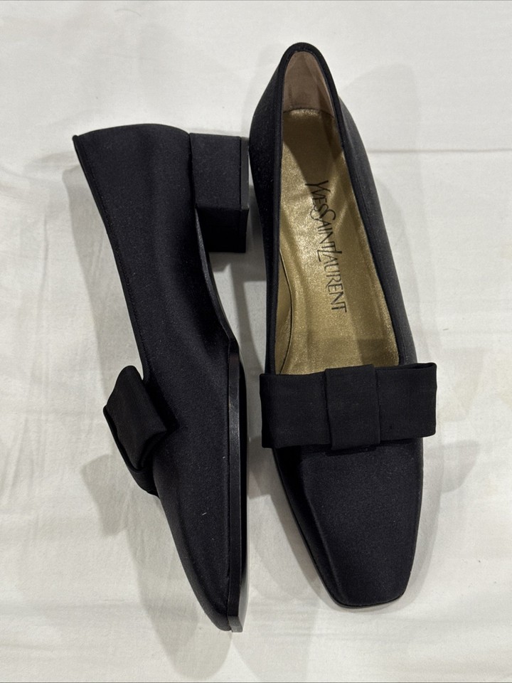 NWOB UNWORN Yves Saint Laurent Pumps Women’s Formal Black Silk Satin Sz ...