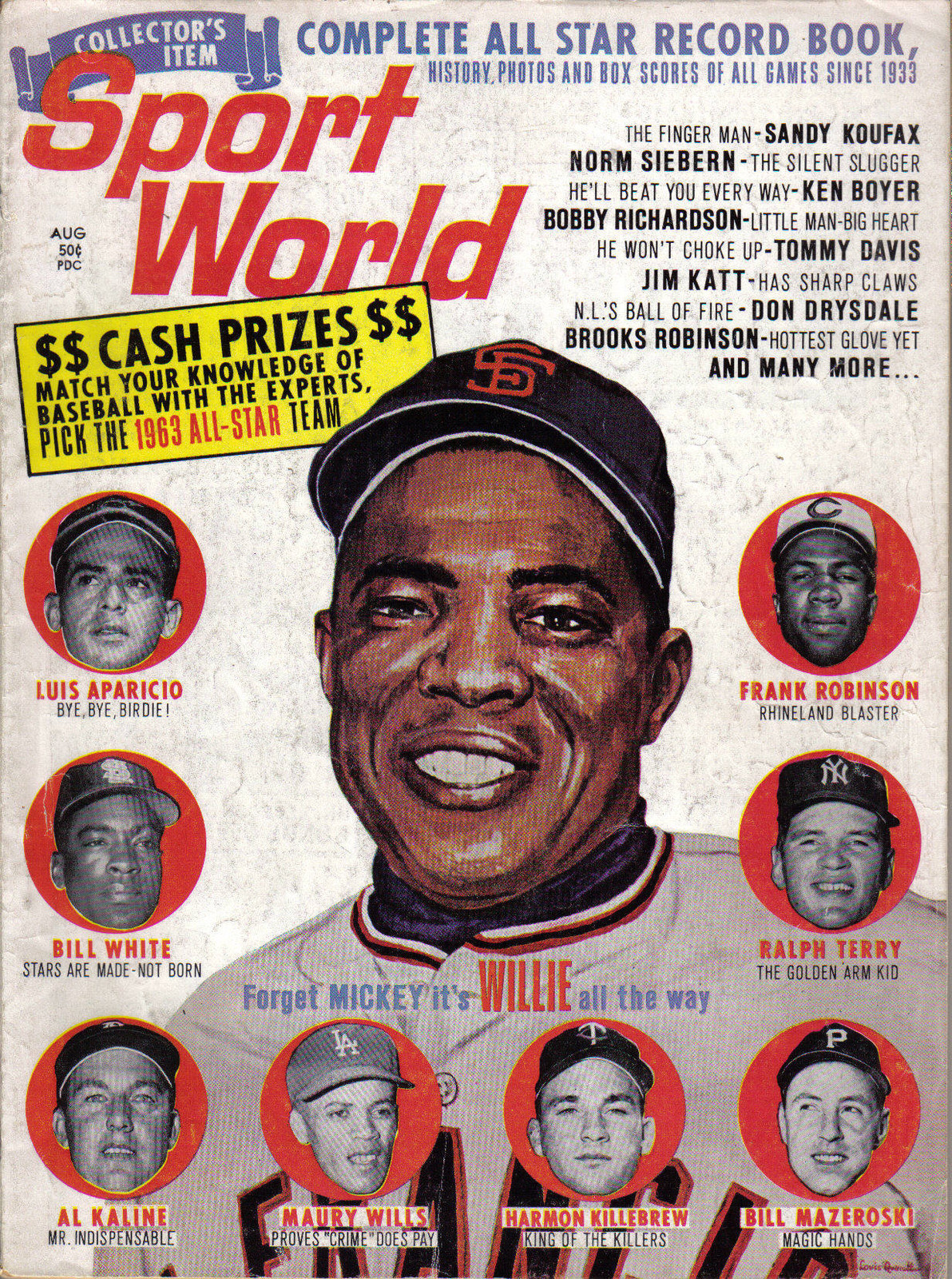 1963 AUGUST Sport World magazine baseball Willie Mays, San Francisco ...