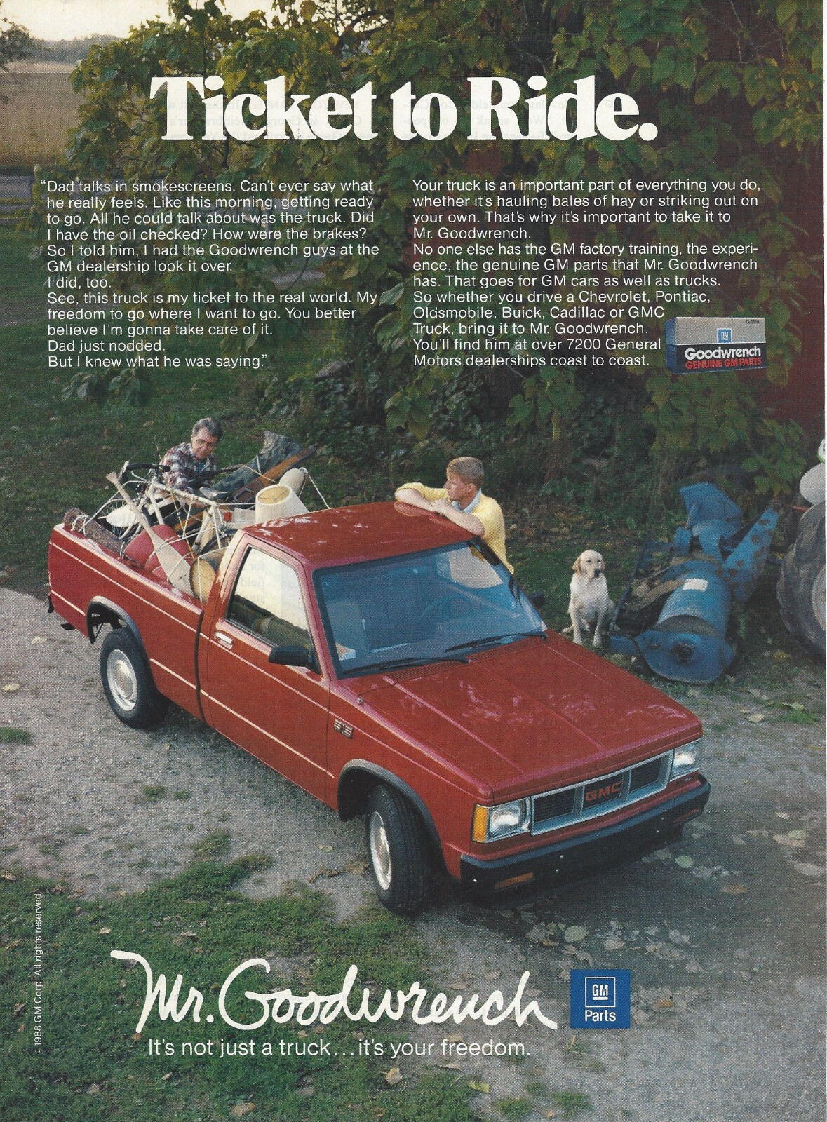 1988 Mr Goodwrench GMC S15 Red Pickup Truck vintage print ad 80's ...