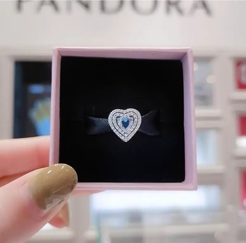 PANDORA~Sparkling Clear CZ Leveled Hearts Love Charm #799218C01~NEW | eBay