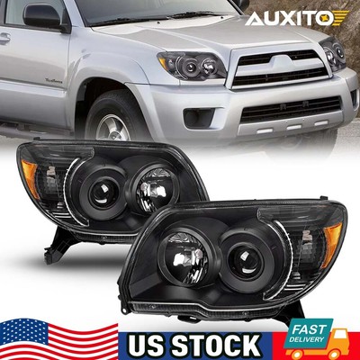 For 06-09 Toyota 4Runner Left RIght Headlights Headlamp Black Housing ...