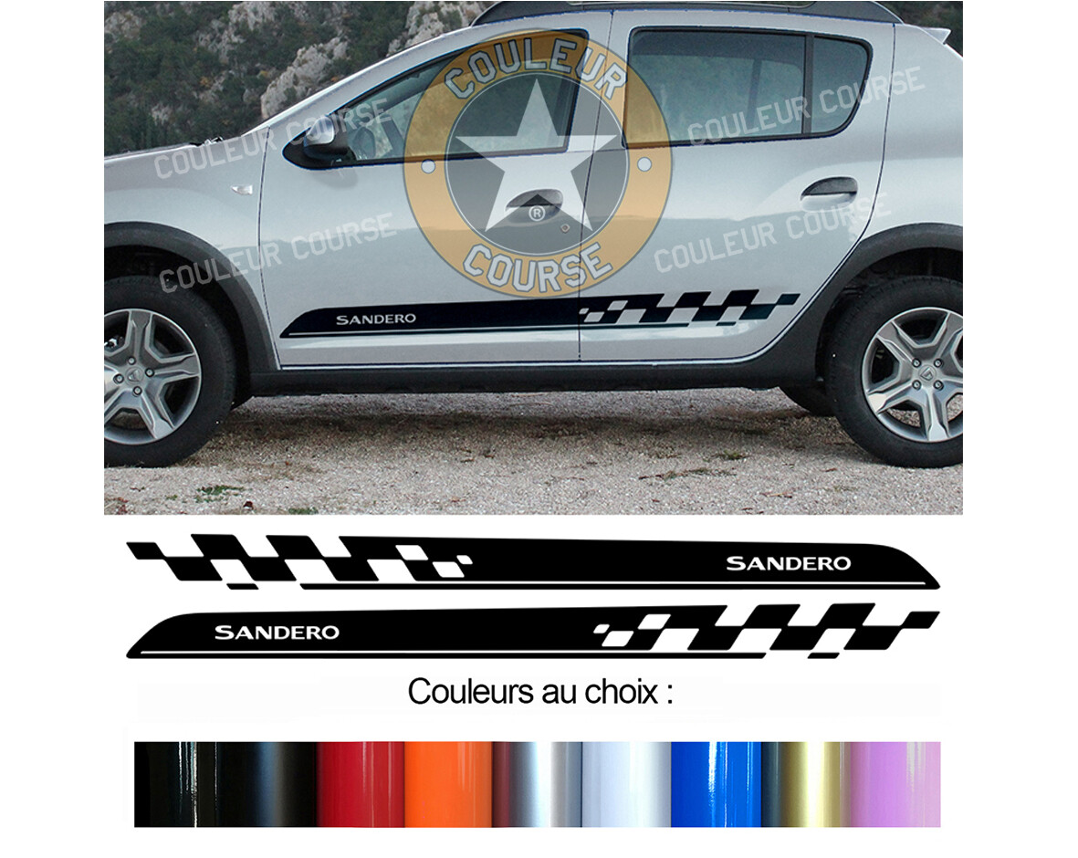 2 BANDES BAS DE CAISSE POUR DACIA SANDERO STEPWAY DECO PORTIERE STICKER ...