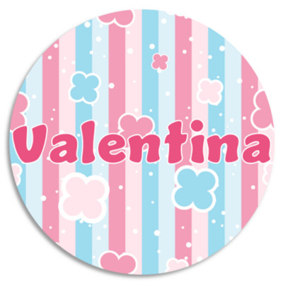 Valentina - Circle Sticker Decal 3 Inch - Name Tag Water Bottle School ...