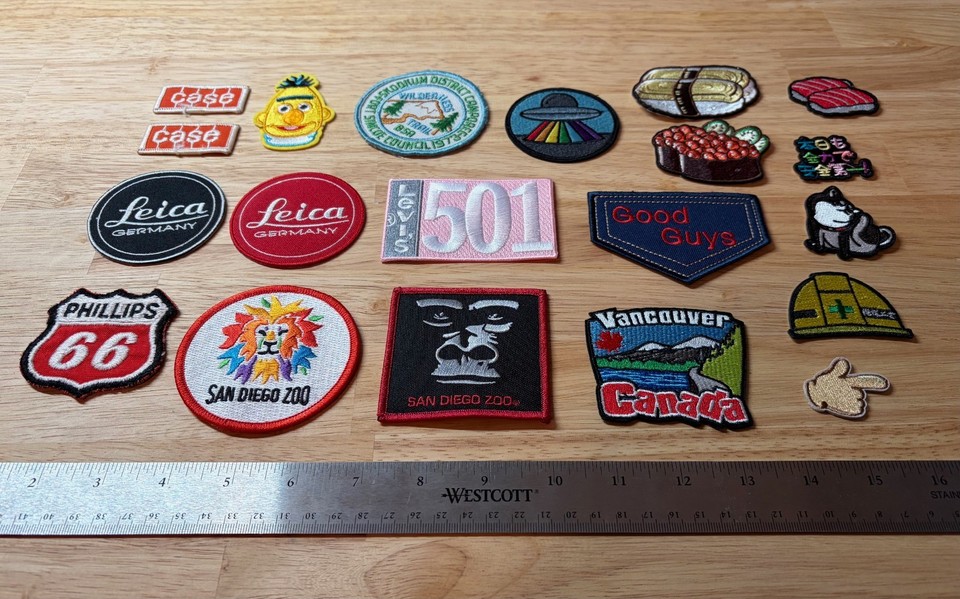 Vintage and modern patches LOT - Leica, Levi's, San Diego, Japan ...