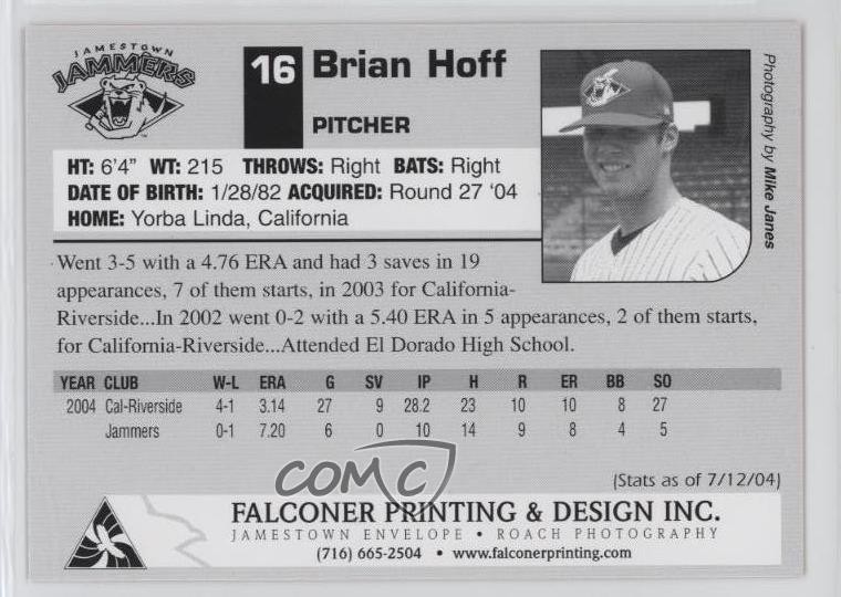 2004 Falconer Printing Jamestown Jammers Brian Hoff | eBay