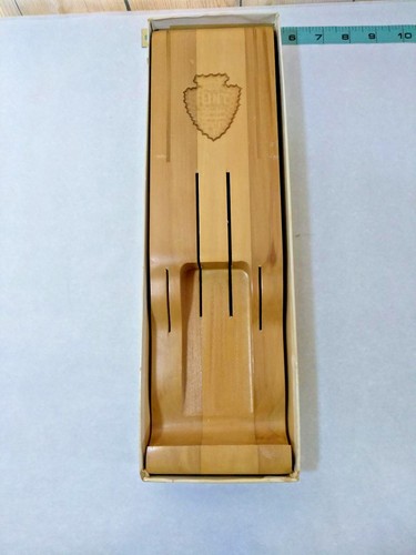 Vtg Ecko Flint Arrowhead Wood Knife Block Walnut Wall Mount Decor USA ...
