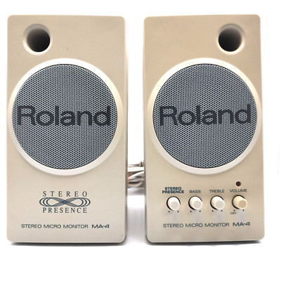 Roland MA-4 Micro Monitors Powered Speakers RARE VINTAGE Used With box ...
