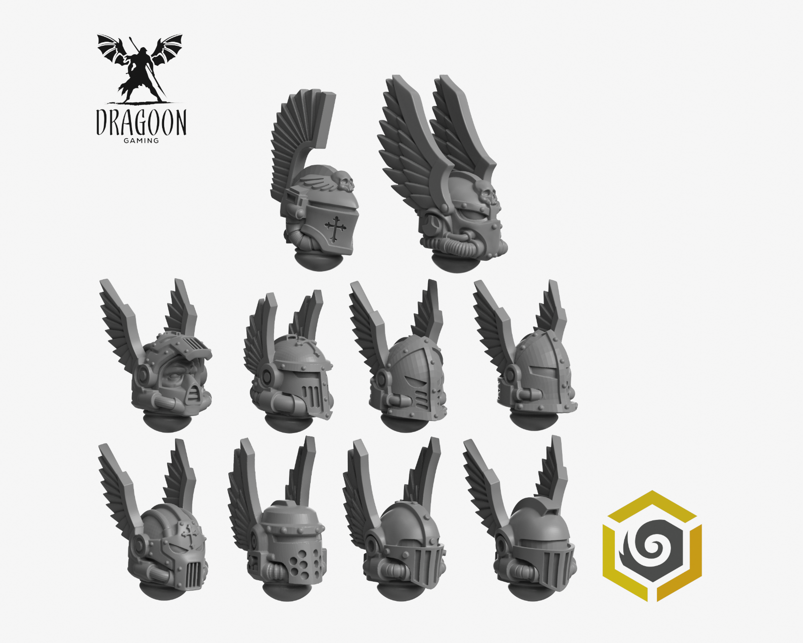 Eternal Pilgrims Winged Helmets Set Compatible with 32mm Scale Sci-fi ...