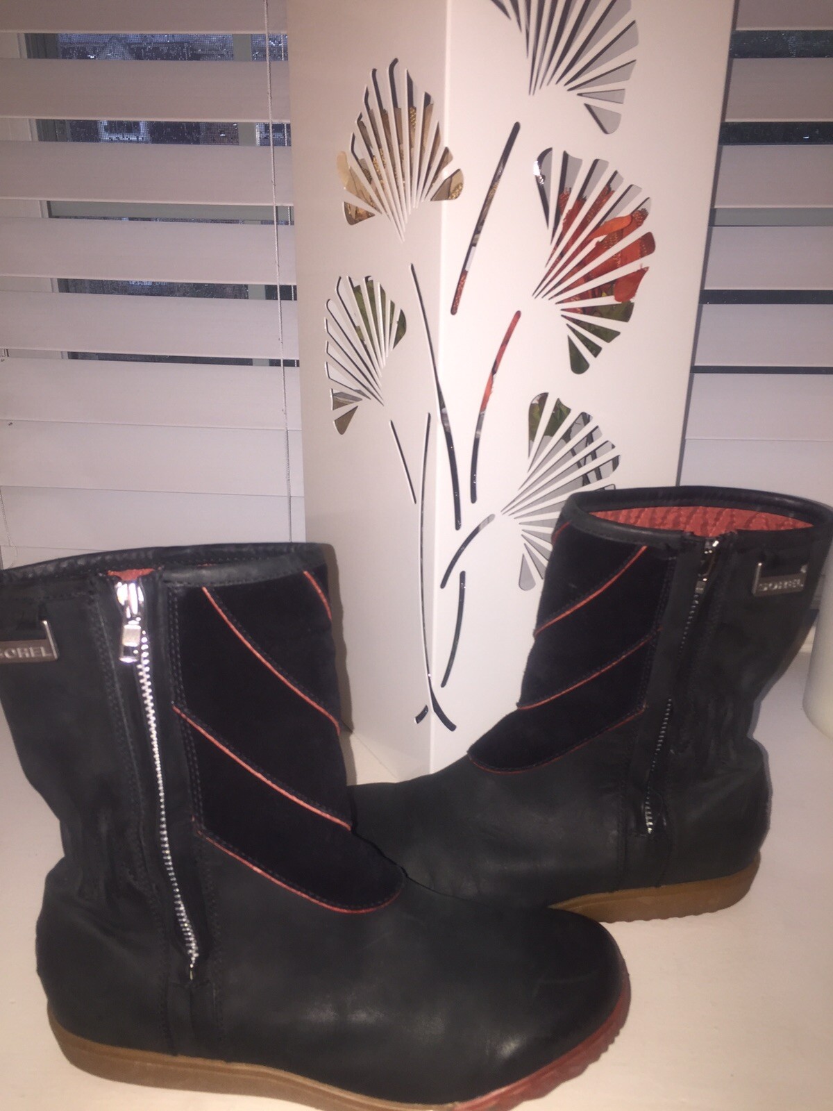 Sorel Womens Midcalf Boots Firenzy Breve II Black Leather Sz 8 | eBay