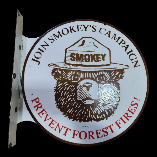 SMOKEY PORCELAIN ENAMEL SIGN 18X20 INCHES DOUBLE SIDED WITH FLANGE | eBay