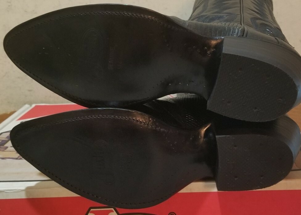 New Justin Boots #8105 Size 7.5EE Black Iguana Lizard/Black Kiddie (40B ...