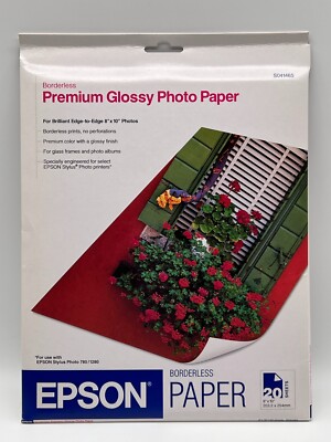 Epson Borderless 8"x10" Premium Glossy Photo Paper 20 Sheets S041465 ...