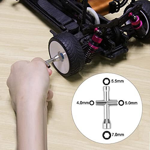 9Pcs RC Car Tool Kit 6 in 1 Hex Screwdriver Set with TrayCross Wrench ...