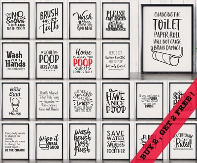 Minimalist Bathroom Toilet Humour Posters Prints - Rude Funny Wall ...
