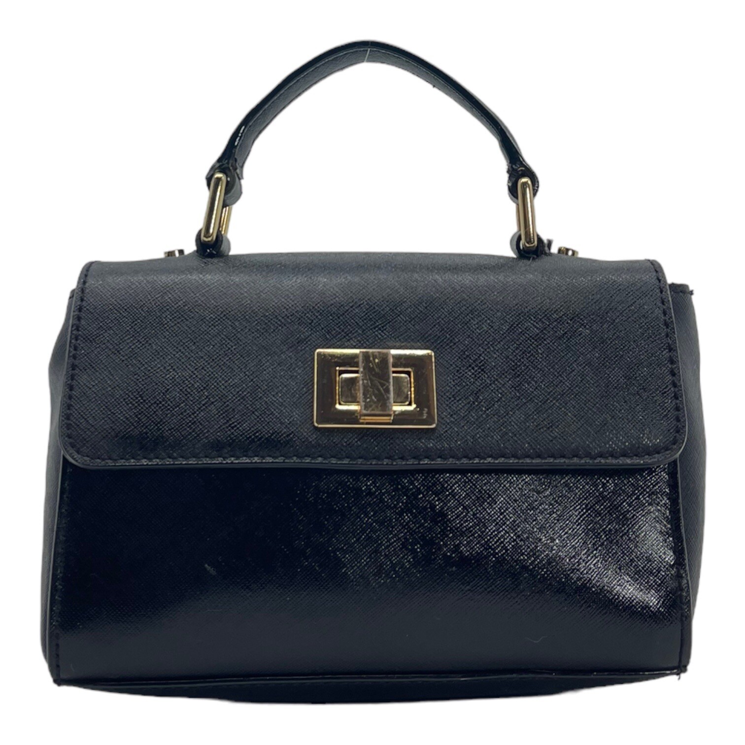 CALVIN KLEIN Small Leather Handbag Top Handle Satchel Classic Mini Bag ...