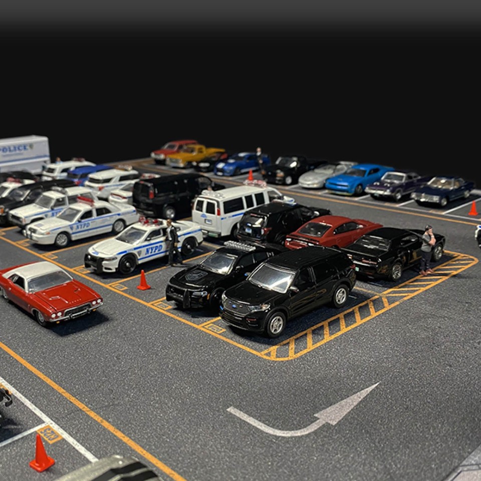 1/64 Police NYPD Parking Diorama Rubber Mouse Pad for Hot Wheels ...