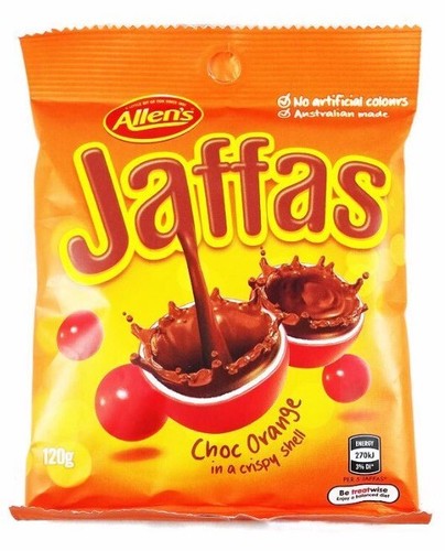 12 x 160g ALLENS JAFFAS CHOCOLATE CHOC ORANGE RED CRISPY SHELL BULK ...