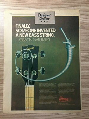 Gibson Guitars Vintage 1974 Illustrated Print Ad Advertisement: Bass ...