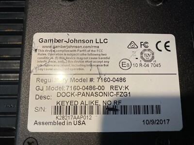 Gamber-Johnson 7160-0486 Docking Station Panasonic FZG1 without Key ...