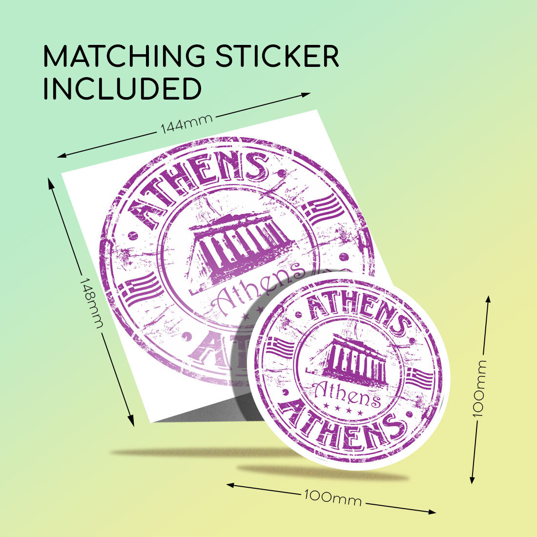 1 x Greeting Card & 10cm Sticker Set - Athens Greece Architecture ...