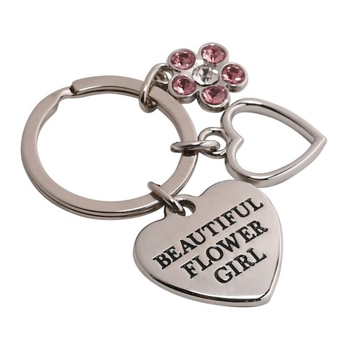 Heart Charm Keyring Wedding Gift - Beautiful Flower Girl | eBay
