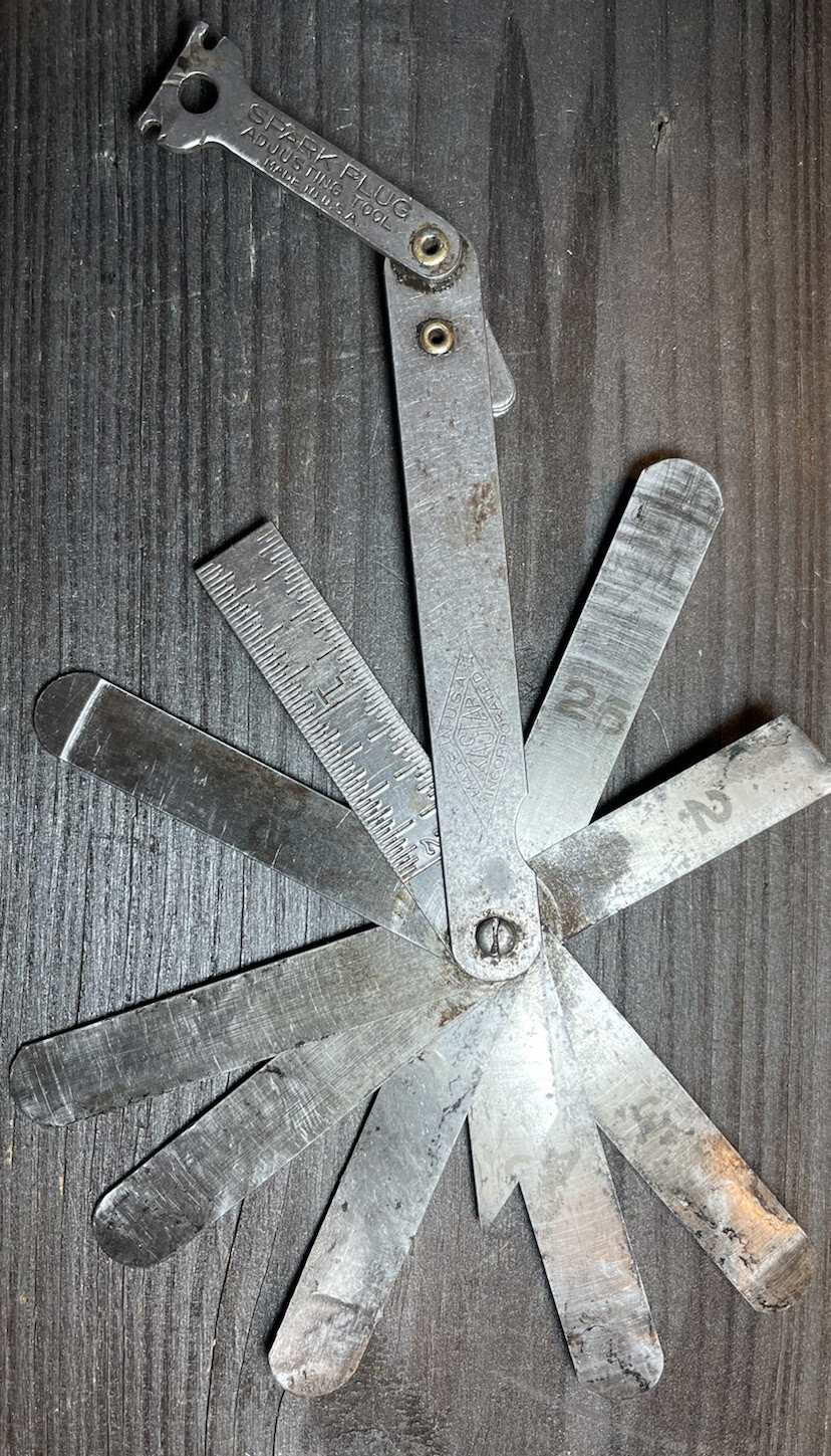 VINTAGE KASTAR FEELER GAUGE with 2” RULER - SPARK PLUG GAPPER - MADE in ...