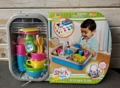 Spark Create Imagine Kitchen Sink Play Set, 20 Pieces Working Sink NEW ...
