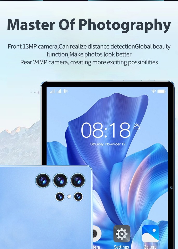 Stylish Android Tablet 10.1-inch 8GB RAM+256GB Dual SIM Dual Standby HD ...