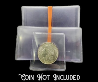 25 2.5x2.5 Double Pocket Vinyl Coin Holder Clear Plastic Flip Safe PVC ...