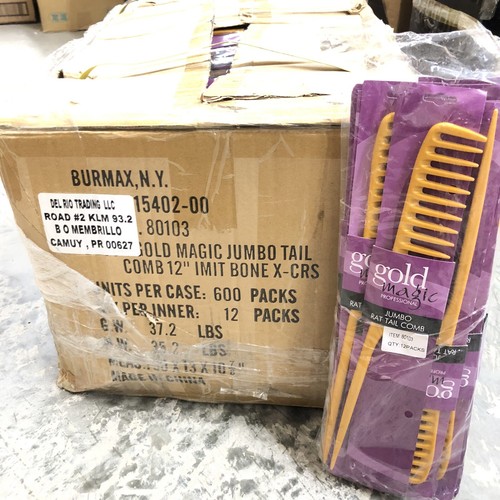 1 Case of 600 Gold Magic Professional Jumbo 12" Rat Tail Combs New ...