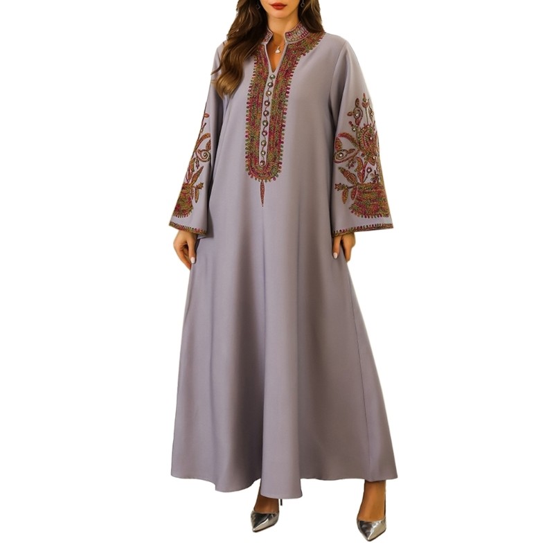 Islamic Dress for Women, Middle Eastern Robe Dress Embroidered Middle ...