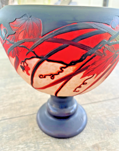Art Nouveau Cameo Glass Emile Galle Reproduction Footed Bowl. Large ...