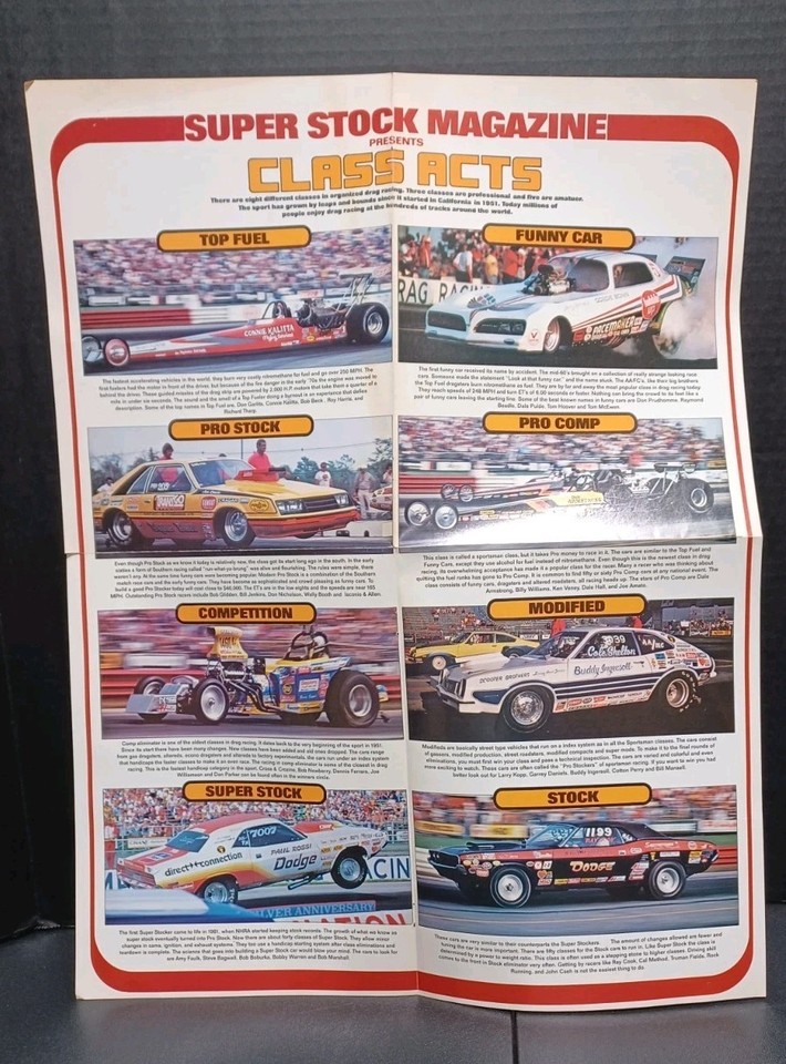 Vintage Super Stock Magazine Class Acts Drag Racing NHRA Poster | eBay