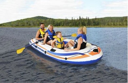 Pathfinder 4 Person Inflatable Raft/Boat With Pump & Oars | eBay