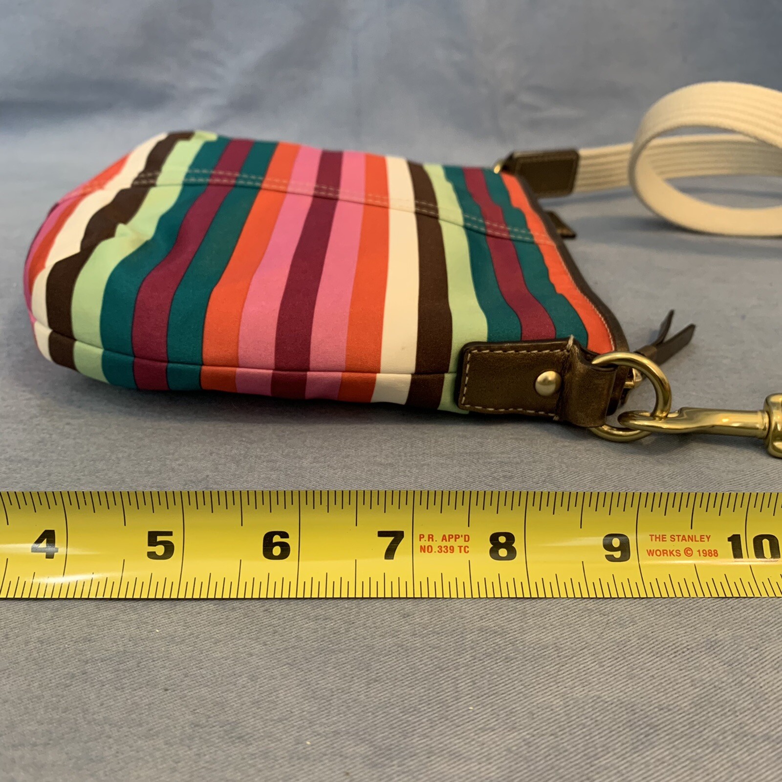 Coach Multicolor Stripe Satin Crossbody Bag - Gem