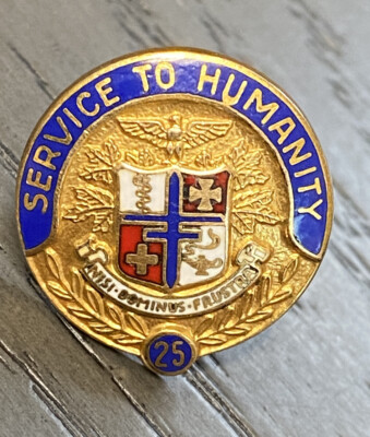 10k Yellow Gold Filled Small Emblem Service To Humanity Pin 25Yrs ...