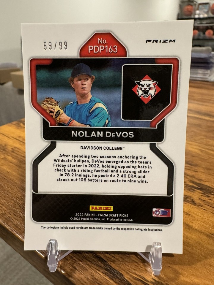 2022 Panini Prizm Draft Picks PDP163 Nolan DeVos #/99 Tiger Prospect RC ...