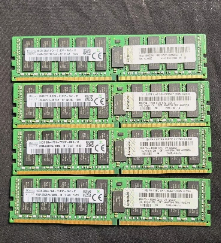 SK Hynix 16GB Server RAM 2Rx4 PC4-2133P-RA0-11 (HMA42GR7AFR4N) - Lot of ...
