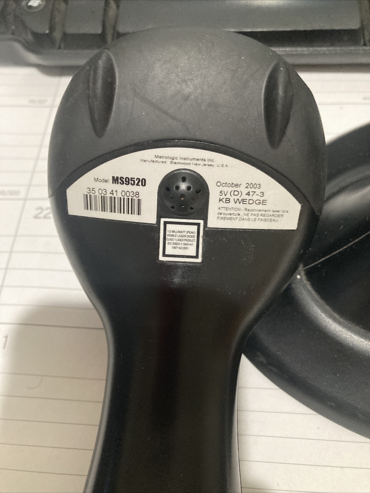 Black Metrologic MS9520 Voyager Serial RS-232 Barcode Scanner with ...