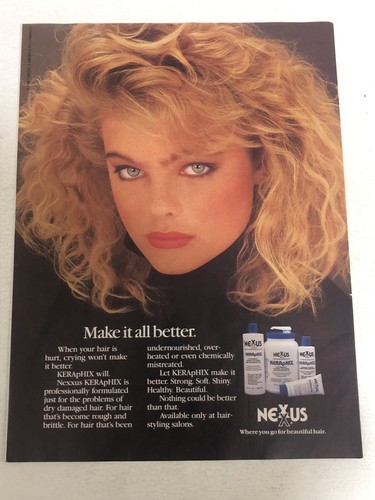 Nexxus Hair Care Print Ad Advertisement Vintage Erika Eleniak 1987 pa5 ...