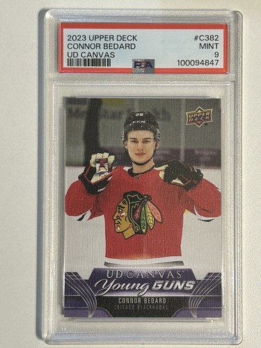 2023 UPPER DECK #C382 CONNOR BEDARD YOUNG GUNS CANVAS ROOKIE RC PSA 9 ...
