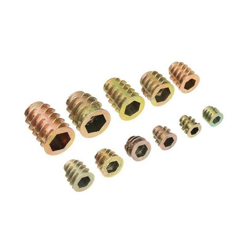 230Pcs THREADED HEX DRIVE INSERT FIXING WOOD SCREW INSERTS NUTS M4/M5 ...