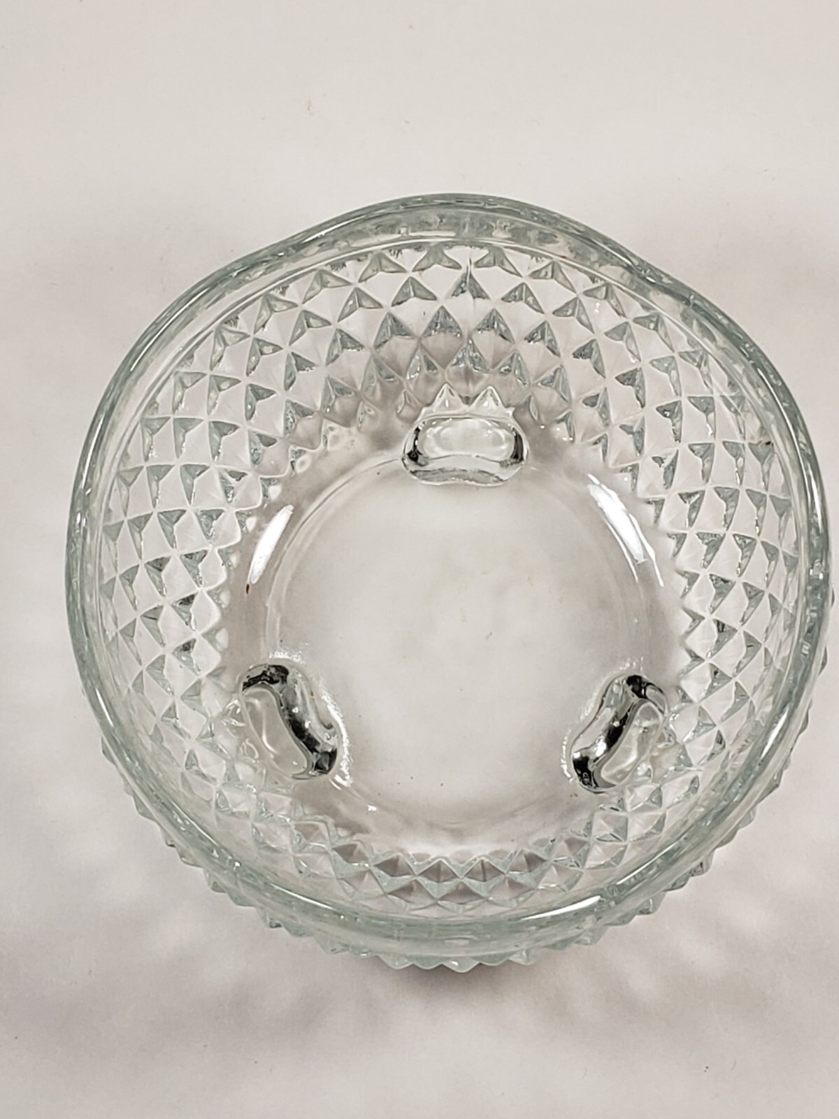 Indiana Glass Crystal Diamond Point Candy Dish, Bowl Footed (3) Vintage ...