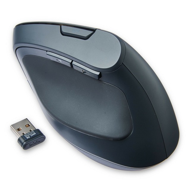 ONN Black Wireless Vertical Mouse 6 Button USB 600 to 3600 DPI for sale ...