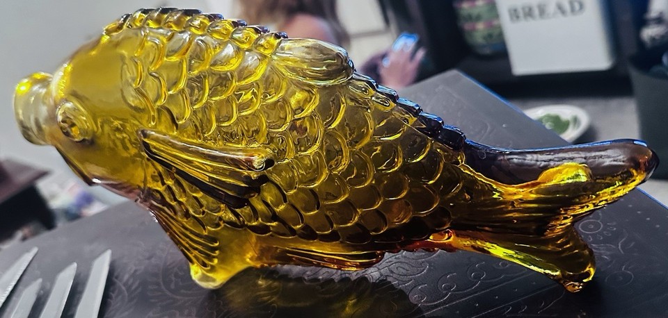 Vintage Amber Glass Fish Shaped Decanter Wine Bottle | eBay