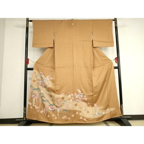 standing wave shell buckwheat flower pattern, gold color, pure silk, | eBay