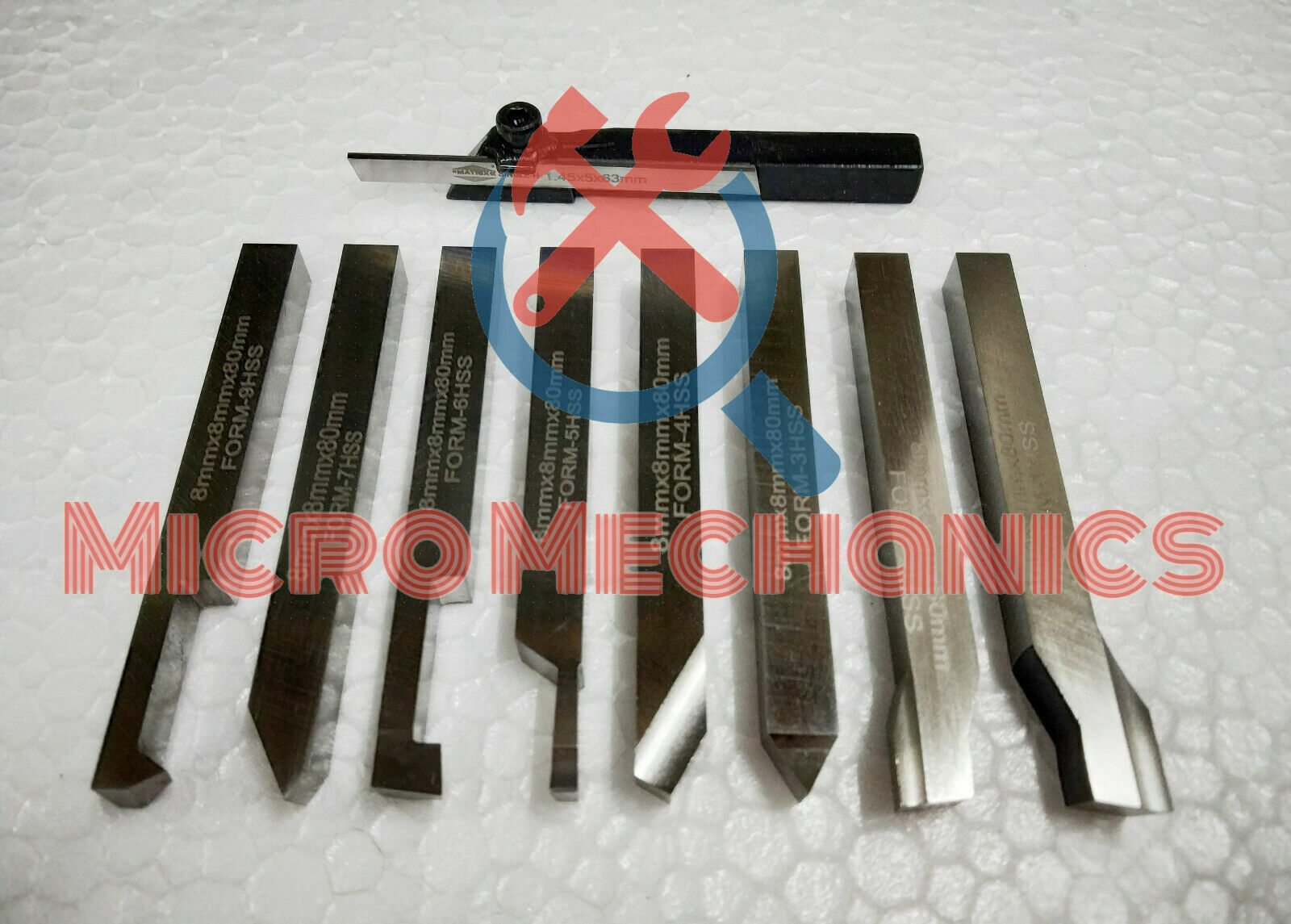 8mm x 80mm HSS Lathe Form Tools 8 Pcs + 8mm Parting Holder Combo For ...