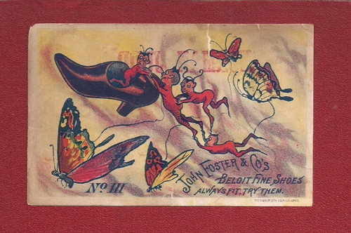 1880 Victorian Trade Card Beloit Fine Shoes FAIRIES or ELVES ...