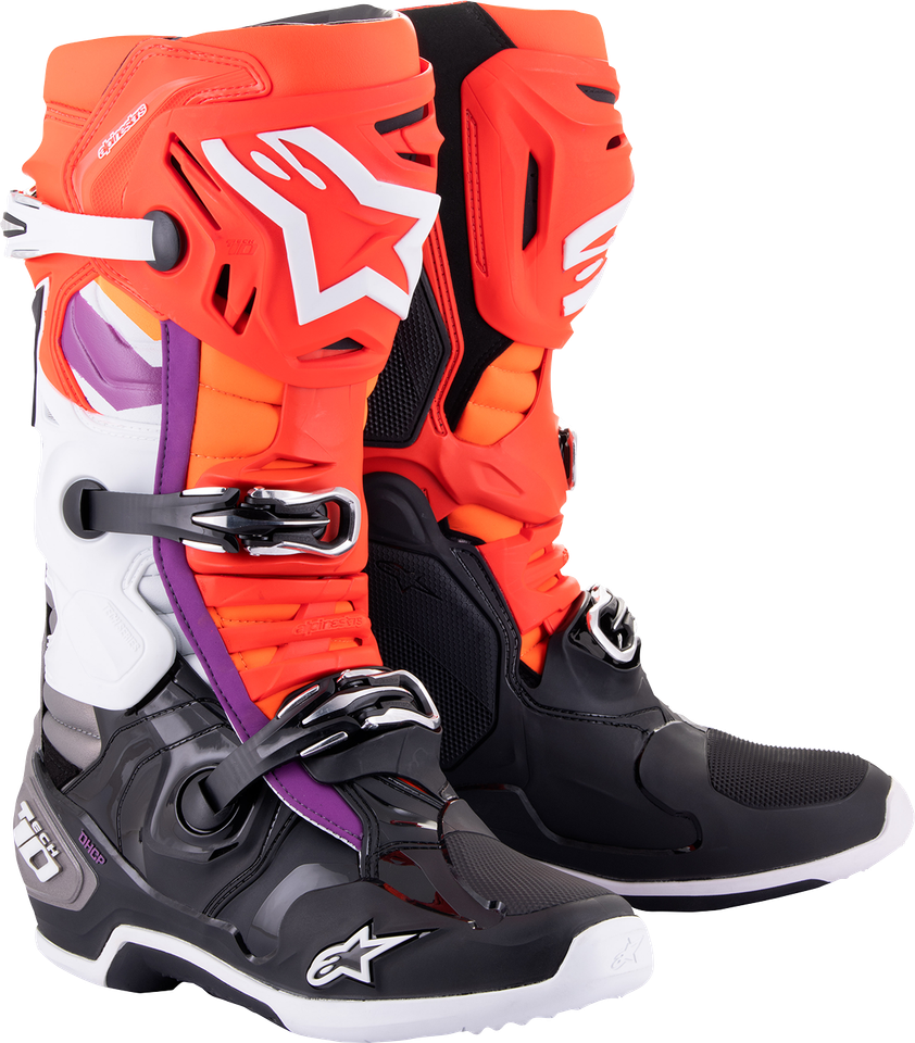Alpinestars Black/Red/Orange/White Tech 10 Boots 11 | eBay