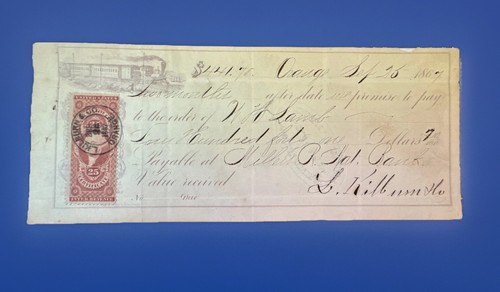 1867 Promissory Note w/Pink Inter Revenue Stamp Miller’s River Nat’l ...